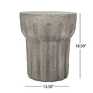 Outdoor Contemporary Lightweight Concrete Accent Side Table by - 15.75" w X 15.75" d 18.00" h Off/White Modern Round