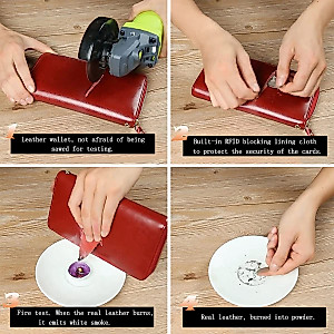 ORIREAL Wallets for Women RFID Blocking Leather Clutch Purse Zip Around Card Holder (Red), 8.07L x 4.13W x 0.98T