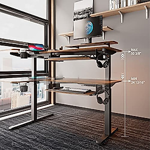 EUREKA ERGONOMIC L Shaped Standing Desk with Keyboard Tray, 61 Inch Electric Height Adjustable Computer Desk, Dual Motor Sit Stand Desk, Stand Up Corner Gaming Table with RGB Monitor Stand,Walnut/Left