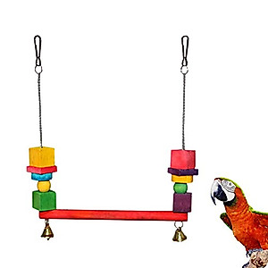 Balacoo Bird Cage Accessories Bird Toy Parrot Swing Perch Wooden Perch Toys for Medium and Large Parrots Cockatoo African Grey Macaws Bird Cage Accessories Bird Toy