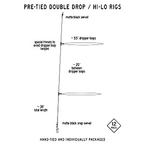 10 Pack Pre-Tied Double Drop Hi-Lo Surf Bait Bottom Fishing Leader Rigs Hand-Tied with T-Knot (30LB Mono)