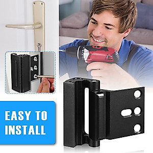 Steinwhale 3Pack Home Security Door Reinforcement Lock, Childproof Safety Door Lock Latch Inside Stopper, Add High Security to Prevent Home Unauthorized Entry, Aluminum Construction Finish Black