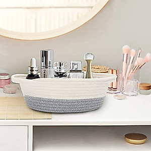 MXMHOME Small Baskets for Organizing - 3 Piece Cotton Rope Baskets Set, Woven Baskets for Storage, Rope Storage Baskets for Shelves, Baby Nursery Baskets, Dog Toy Baskets, Bathroom Organization Bins