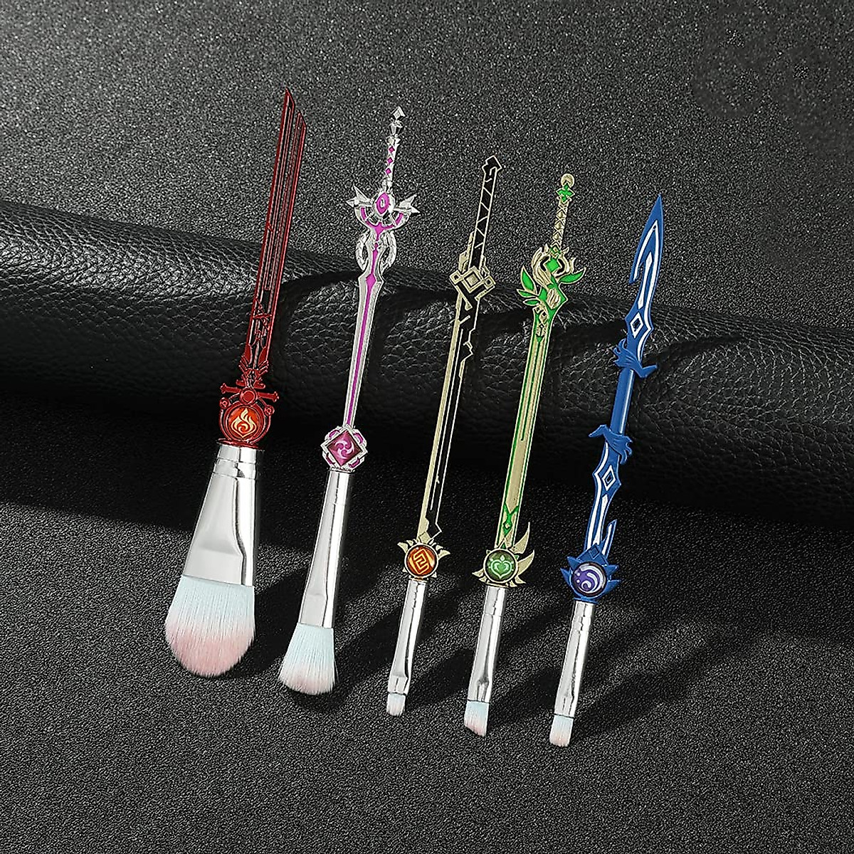 Genshin Vision Makeup Brushes Set, 5Pcs Creative Hot Game Cosmetic Brushes Set, Premium Synthetic Foundation Eyeshadow Brushes Gift for Young Girl Women Fans (Genshin 177)