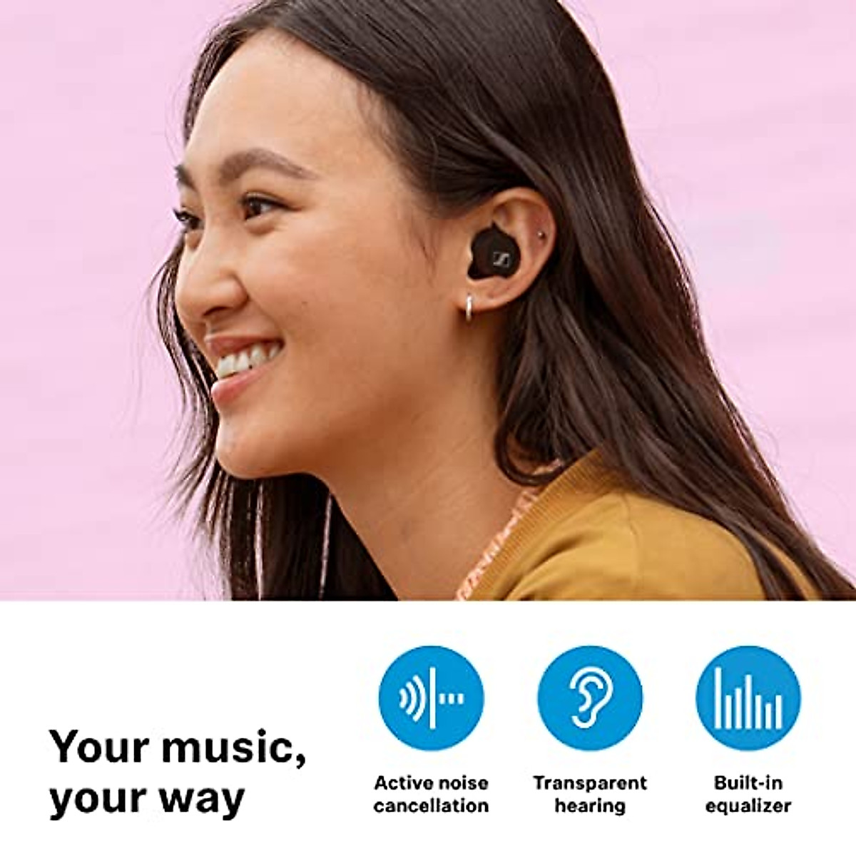 SENNHEISER CX Plus True Wireless Earbuds - Bluetooth In-Ear Headphones for Music and Calls with Active Noise Cancellation, Customizable Touch Controls, IPX4 and 24-hour Battery Life - Black