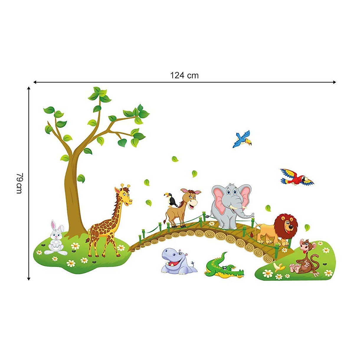 decalmile Jungle Animal Wall Stickers Bundle with Safari Monkey Wall Decals Kids Bedroom Nursery Classroom Wall Decor