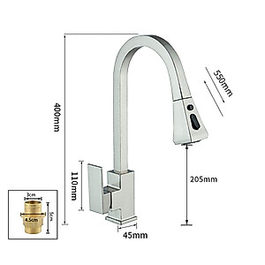 Kitchen Faucets with Pull Down Sprayer, Stainless Steel Touchless Single Handle Kitchen Faucet, Sensor Faucet Mixer Tap,Black (Brushed Nickel)