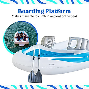 Aquayam Lake Floats for Adults Floating Island for Lake Inflatables Lake Toys for Adults and Family | Boat Floats for The Lake Includes Air Pump, Extendable Oars, Repair Kit and Carry Bag