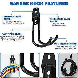 2 Pack Garage Hooks Heavy Duty Storage Utility Hooks for Garage Wall Mount Steel Heavy Duty Bike Tool for Organizing Power Tools,Ladder,Bulk Items (Round)