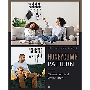 Emibele Sunglass Organizer Wall Key Holder, Decorative Wood Wall Jewelry Organizer Glasses and Sunglass Holder Display with 5 Hooks Key Rack Hanging Eyeglass Storage for Entryway Living Room, White