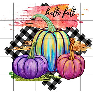 Hello Fall Pumpkins Sublimation Transfer, Plaid, Ready to Press, Autumn, Fall, Pumpkin Sub Transfer, Printed, Ready to Use, T-Shirt Size