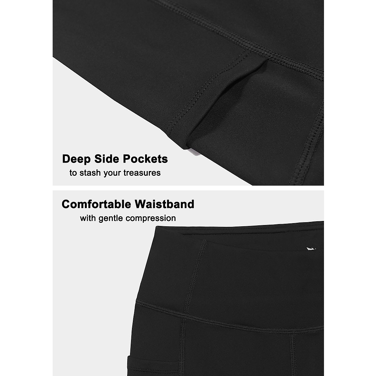 baleaf Leggings for Girls Dance Tights Yoga Pants with Pocket Preppy Clothes Kids Teen Running Athletic Workout Ballet Size 10-12 Black