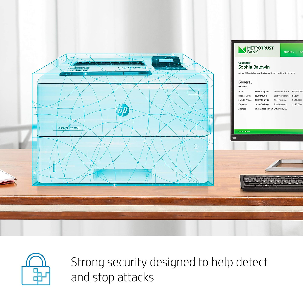 HP LaserJet Pro M501dn Monochrome Printer with built-in Ethernet & 2-sided printing (J8H61A)