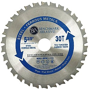 Benchmark Abrasives 5-3/8" TCT Saw Blades, Tungsten Carbide Tipped Circular Metal Cutting Saw Blades for Steel, Stainless Steel, Nickel, Titanium, Ferrous Metals, and Steel Pipe (5-3/8" 30 Teeth)