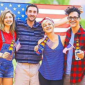 Tifeson 4th of July Decorations Outdoor, Patriotic Party Favors Supplies July 4th Decorations for Outside - 12 PACK USA Patriotic Koozies Insulated Covers Beer Can Cooler Sleeves for Independence Day