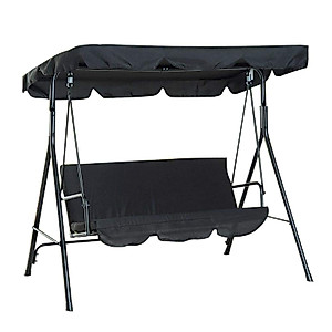 Liineparalle Swing Canopy Replacement, Waterproof Garden Chair Canopy Cover for Outdoor Patio Porch Yard, Top Cover Only (Black)