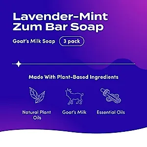 Indigo Wild Zum Bar Goat's Milk Soap - Lavender-Mint - 3 oz (3 Pack)