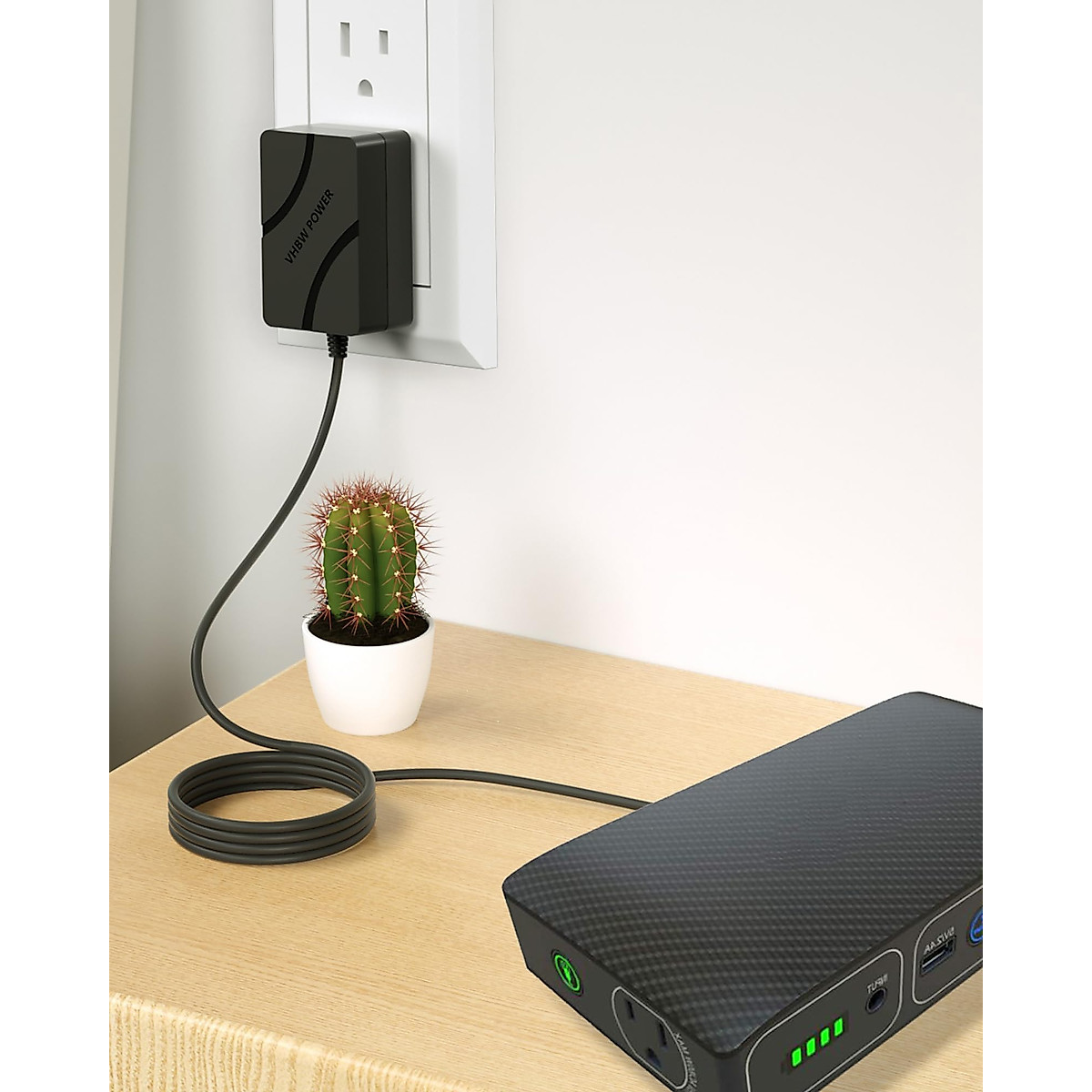 WUKUR Charger, 14V AC Adapter Compatible with Halo Bolt 57720/58830, Power Cord for Car Jump Starter, 6.5ft, 0.85A, Black