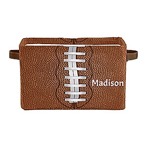 Football Laces Personalized Storage Basket ,Custom Storage Bins Cubes Organizer with Handle for Bedroom Wardrobe,Nursery,Basket 1 Pack