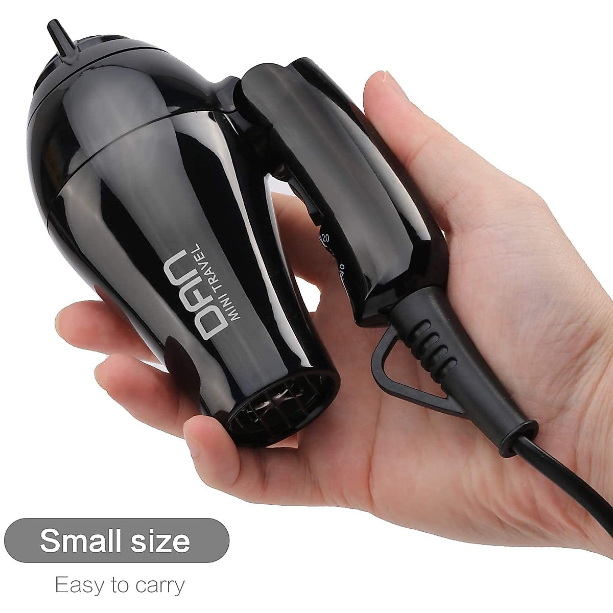 Dan Technology Compact Travel & Portable Mini Hair Dryer - Blow Dryer with Concentrator & Diffuser, European Plug