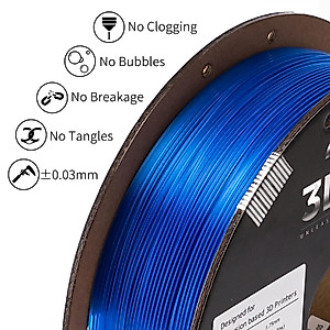 INLAND Micro Center Transparent Glass Blue PLA 3D Printer Filament 1.75mm, Blue Glass, Dimensional Accuracy +/- 0.03 mm, 1 kg Cardboard Spool (2.2 lbs), FDM/FFF Printers