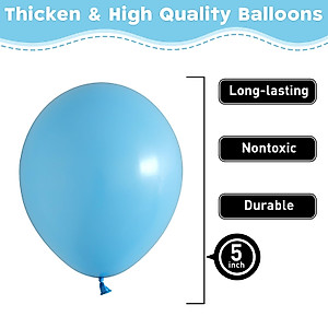 Light Blue Balloons 60pcs 5inch Small Sky Blue Latex Balloon for Balloon Garland Arch Mini 5'' Light Blue Round Balloons for Birthday Party Decoration DIY Gender Reveal Baby Shower