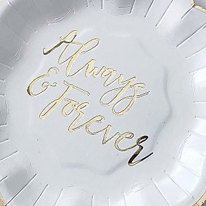 Kate Aspen Always & Forever 72 Piece Classic & Elegant Paper Party Tableware Set (24 Guests), Party Supplies, Wedding Decor for Bridal Showers, Engagements and Receptions