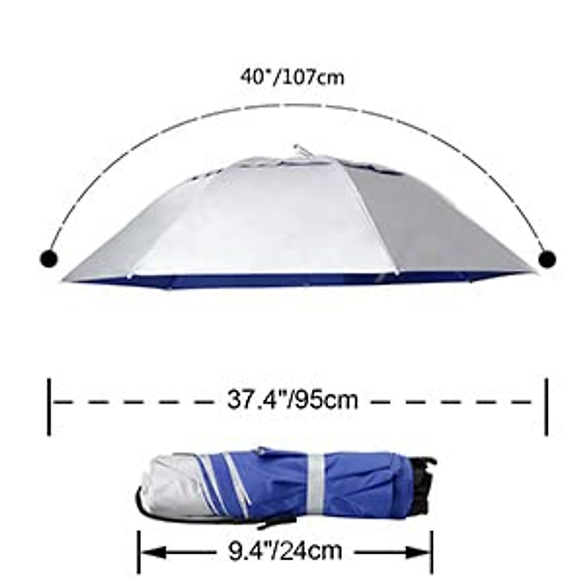 NEW-Vi Fishing Umbrella Hat Folding Sun Rain Cap Adjustable Multifunction Outdoor Headwear
