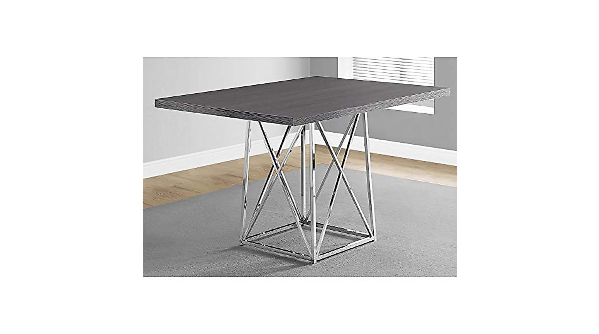 Modern Monarch Dining Table - Grey/Chrome Finish