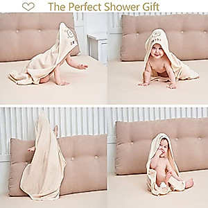 Smluckyg 6 Pack Baby Hooded Towel and Washcloths Set, Premium Ultra Soft Reusable Organic Cotton Baby Bath Towel for Infant and Toddler, Unisex Babies' Gifts (30x30 Inch, Multicolor-D)