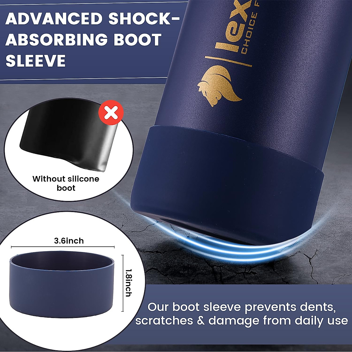 lexlion Water Bottle 32 Oz, Triple Walled Insulated Stainless Steel Reusable, Wide Mouth, Fruit Diffuser-Thermal Leaf Infuser , Silicone Sleeve&Cleaning Brush, 3 Lids Leak Proof, Metal Mug gallon