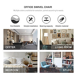 Desk Chair No Wheels 180°Swivel,Makeup Vanity Chair with Gold Legs,Ergonomic Criss Cross Chair for Bedroom,Living Room,Home Office - Beige