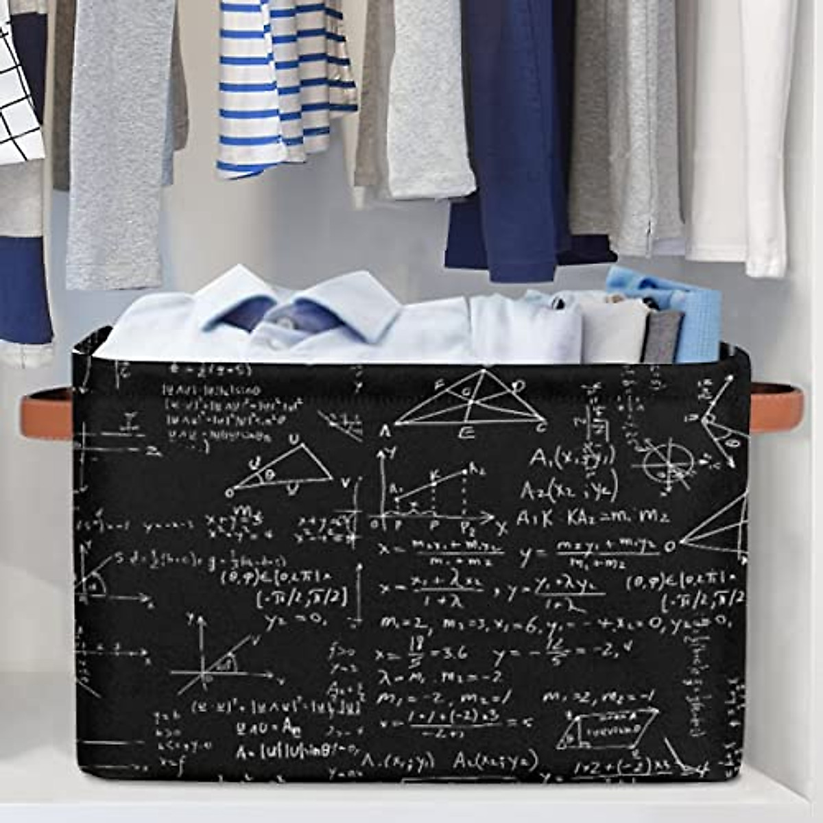 Education Math Storage Basket Cube Large Toys Storage Box Bin with Handle Collapsible Closet Shelf Cloth Organizer for Nursery Bedroom,15x11x9.5 in,1 Pack