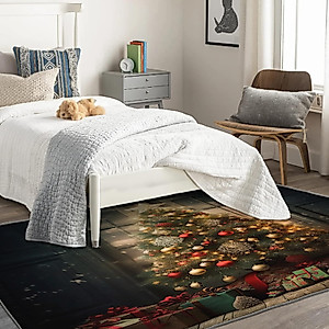 Christmas Tree Rug 3x4 ft, Xmas Area Rug, Holiday Rugs for Living Room Bedroom, Christmas Tree Carpet, Kids Room Decor for Boys Girls, Washable Non Slip Soft Low Pile Indoor Area Rugs