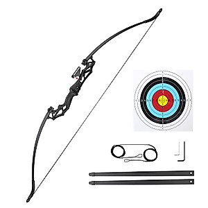 AW Recurve Bow Set Archery Aluminum Takedown Recurve Bow Right Hand Archery Bow Set Longbow Shooting Kit for Adult & Youth Beginner Outdoor Hunting Horse Riding Shooting Practice
