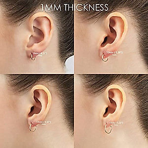 14k Yellow Gold Women's Endless Tube Hoop Earrings 1mm Thick x 10mm Diameter