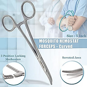 A2Z Premium Quality 5 Pieces Scissors Forceps Hemostats Needle Holders Suture Set Complete Instrument Kit for Educational Training of Medical Procedures Made of Stainless Steel