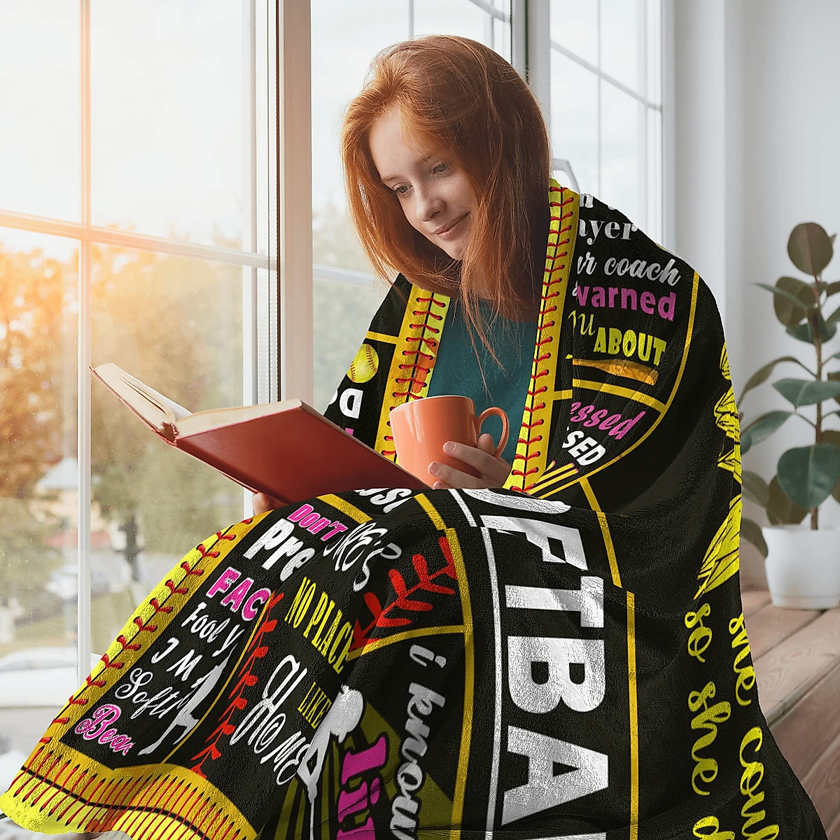 Wotail Softball Gifts for Girls, Softball Gifts, Softball Stuff, Softball Blanket, Softball Coach Gifts, Birthday Gift Idea Blanket, Softball Gifts 60"x 50"