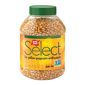 Jolly Time Popcorn Kernels, Gourmet Popping Corn for Air Popper Machine or Stovetop, Select Yellow Popcorn, 30 Ounce (Pack of 6)