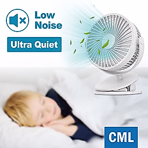 CML USB Desk Clip-On Fan, 5 Inch Mini Portable Cooling Table Fan with Sturdy Clamp, Quiet Personal Small Fan with 4 Speeds Brushless Motor, for Home, Office, Desktop, Camping, Travel, Car, White