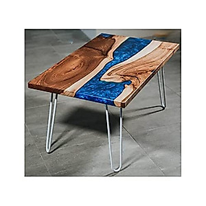 Epoxy Table, Live Edge Wooden Table, Epoxy Resin River Table, Natural Wood,Dining table, Natural Epoxy Table, Resin Table 42x24 inch