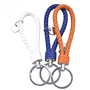 ocharzy Key Chains Handwoven Leather Keychain Simple Car Key Chain Accessories Keychain Gift for Men and Women (Pack of 1, Orange)