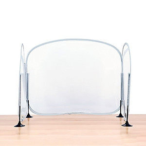 Sneeze Guard Desk Shield – Plastic Divider Screen for Desk, Table or Counter - Fold-Up Portable Barrier – Classroom or Office Shield