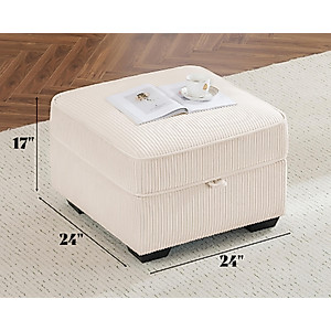 VanAcc Sofa, Modern Couch with Deep Seat, Ottoman Sofa- Comfy Couch for Living Room Apartment(Beige Corduroy)