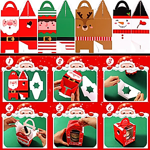24 Pcs Christmas Cupcake Boxes Christmas Cookie Boxes with Window Insert Handle Christmas Muffin Pastry Holder Boxes Xmas Cupcake Gift Box Bakery Treat Boxes for Christmas Party (Snowman)