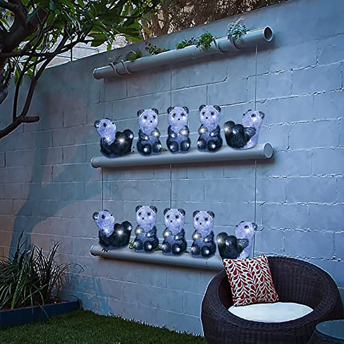 Anycosy LED Panda Lights, 8FT 5 Panda Decor Lights, for Patio Fence Garden Birthday Party Indoor Outdoor Decoration (Panda)