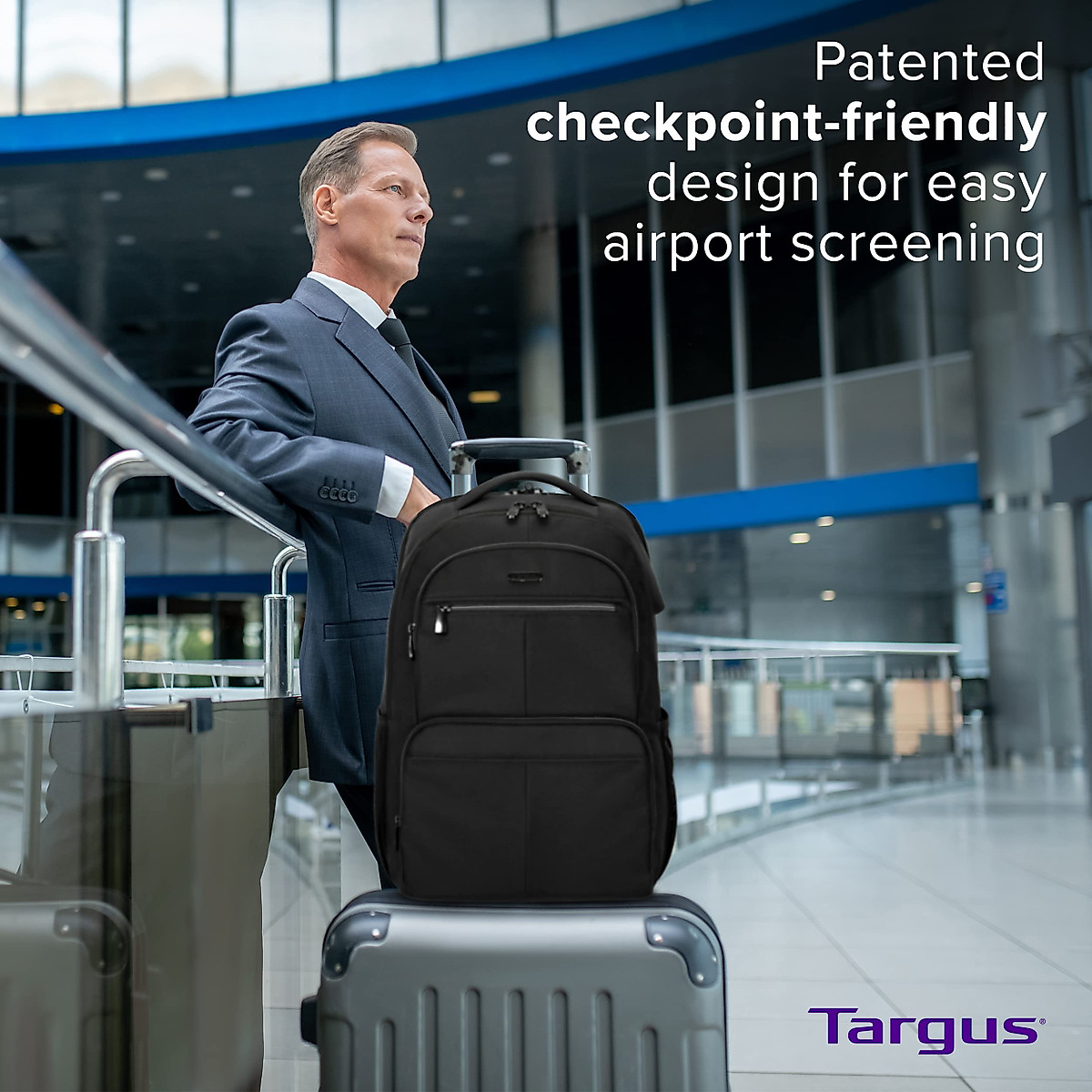 Targus Classic Commuter Laptop Backpack for 15.6-Inch Laptops, Lightweight and Durable Travel Backpack with Padded Compartment, RFID Protection, and TSA-Friendly Design, Black (TBB627GL)