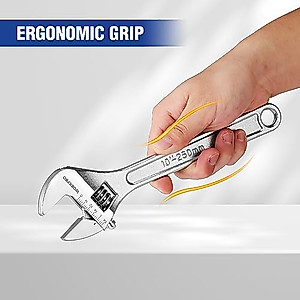 WORKPRO 4-piece Adjustable Wrench Set, Forged, Heat Treated, Chrome-plated (6-inch, 8-inch, 10-inch, 12-inch)