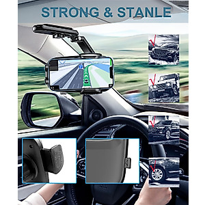 WUITIN Car Phone Holder, 360° Multifunctional Car Sun Visor Phone Holder Universal Adjustable Cell Phone Holder for Car Home Kitchen Compatible with Most Cell Phones