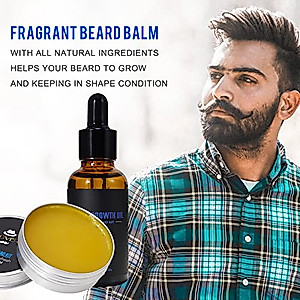 Beard Kit - Beard Growth Kit, Beard Grooming Kit with Beard Roller, Beard Growth Oil, Beard Serum, Balm, Comb, Beard Gifts Set for Men, Perfect Christmas Gifts for Dad/Boyfriend